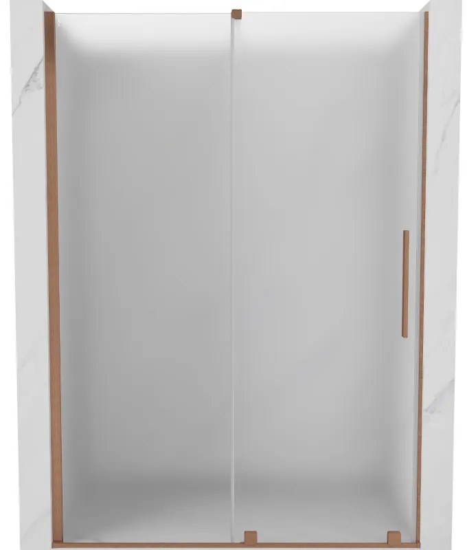 Mexen Velar, posuvné sprchové dveře do otvoru 130 cm, 8mm sklo námraza, měděná matná, 871-130-000-31-65