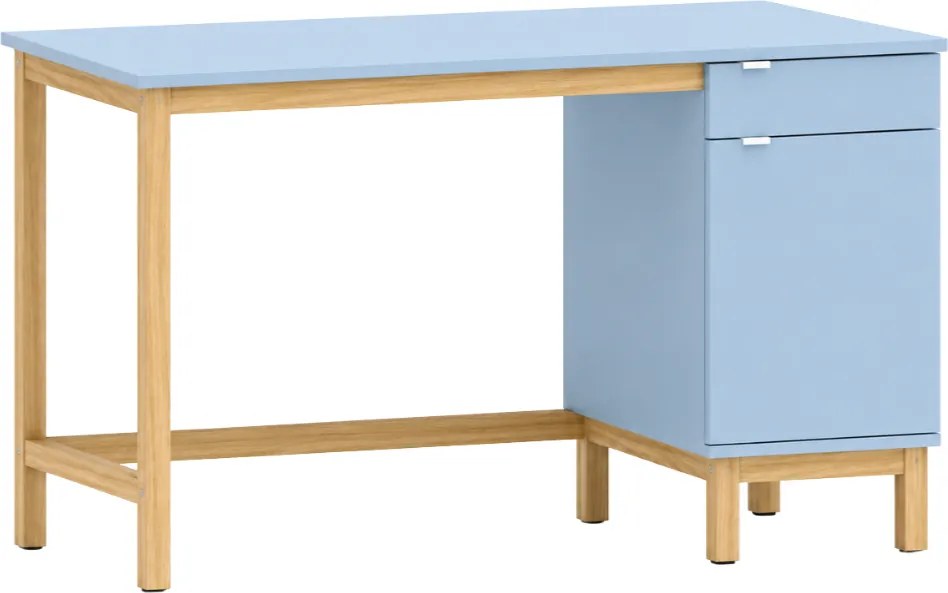Psací stůl MODEL se šuplíkem a skříňkou do dětského pokoje Zvolte barvu: Světle modrá s bílým úchytem, Zvolte rozměr: 120x60 cm, Zvolte stranu: Levá