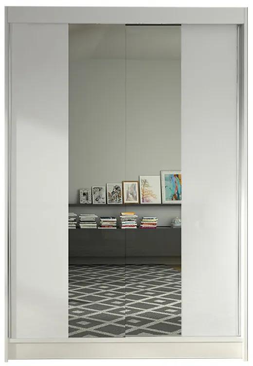 Posuvná skříň se zrcadlem Parys II, Barva: bílá + černá + zrcadlo, Osvětlení: osvětlení LED RGB - barevné