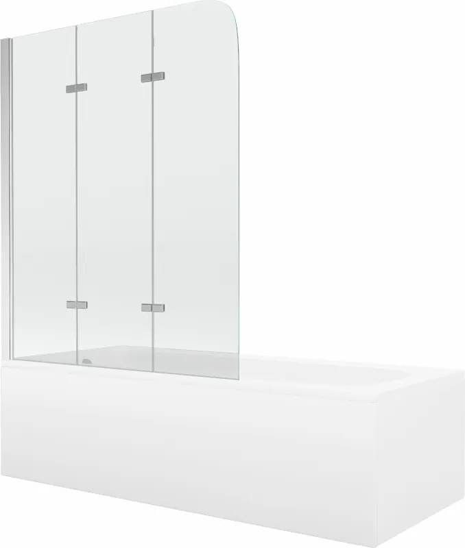Mexen Vega obdélníková vana 170 x 70 cm s krytem a 3dílnou zástěnou 120 cm, transparentní, chrom - 550117070X9012030100