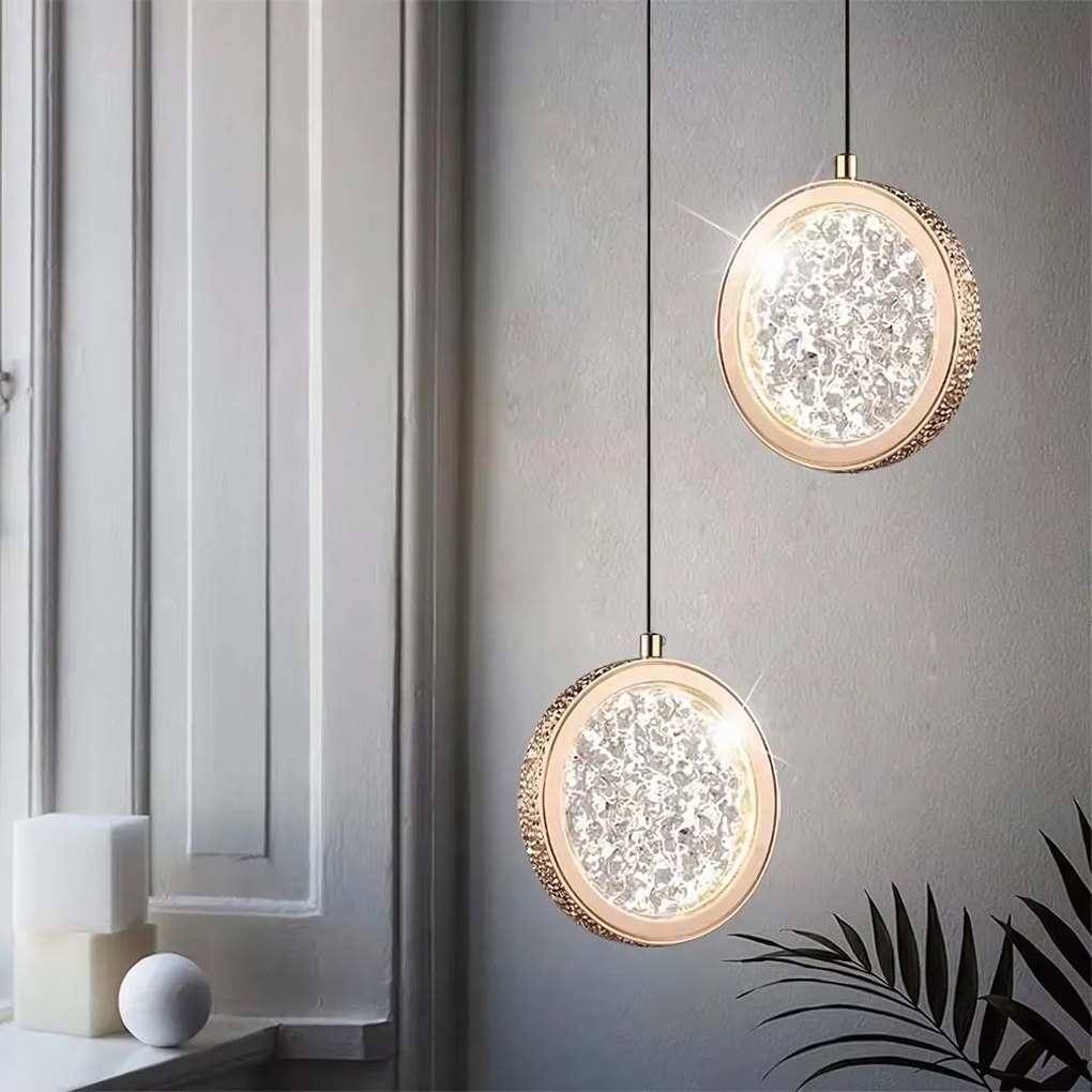 Toolight Toolight, LED křišťálový závěsný lustr, 10W, 3000K, LHJ100-1CP, zlatá, OSW-60045
