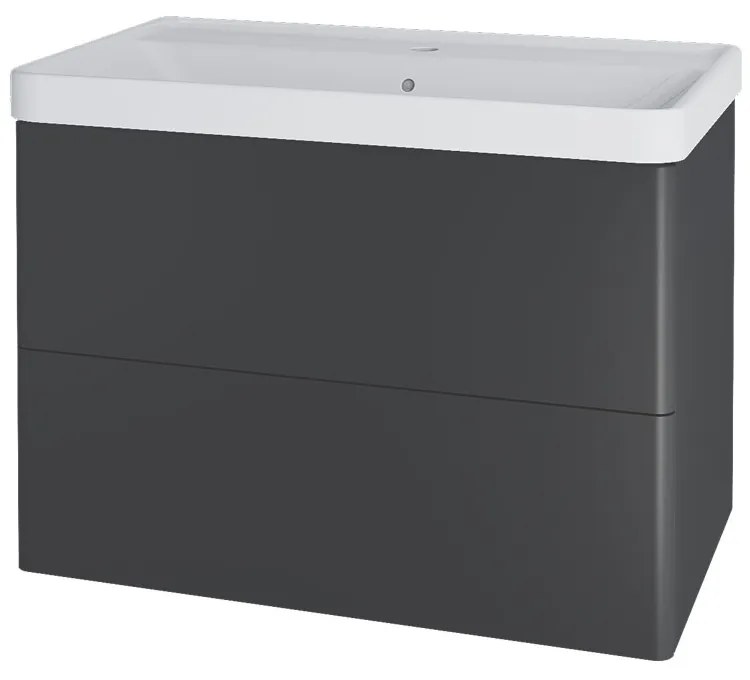 Mereo Mereo, Siena, koupelnová skříňka s keramickym umyvadlem 81 cm, bílá, antracit, černá, CN431