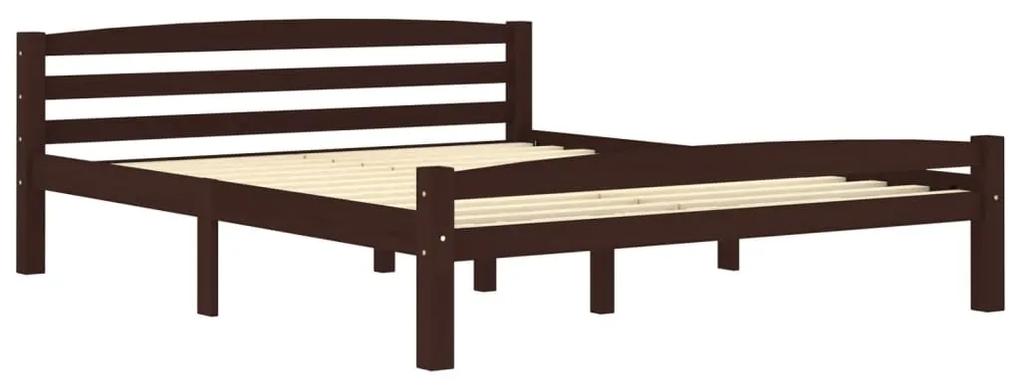 Rám postele tmavě hnědý masivní borové dřevo 160 x 200 cm,  322086