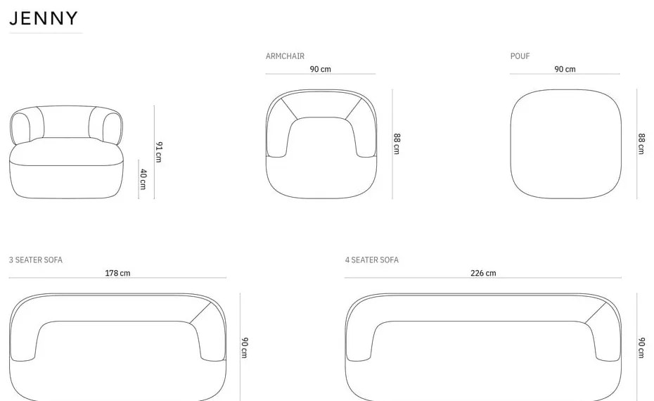 Světle růžové křeslo z textilie bouclé Jenny – Micadoni Home