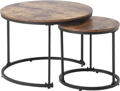 Aosom Kulatý konferenční stolek 70 cm, MDF deska stolu, elegantní pro obývací pokoj, rodinu a přátele, Hnědá