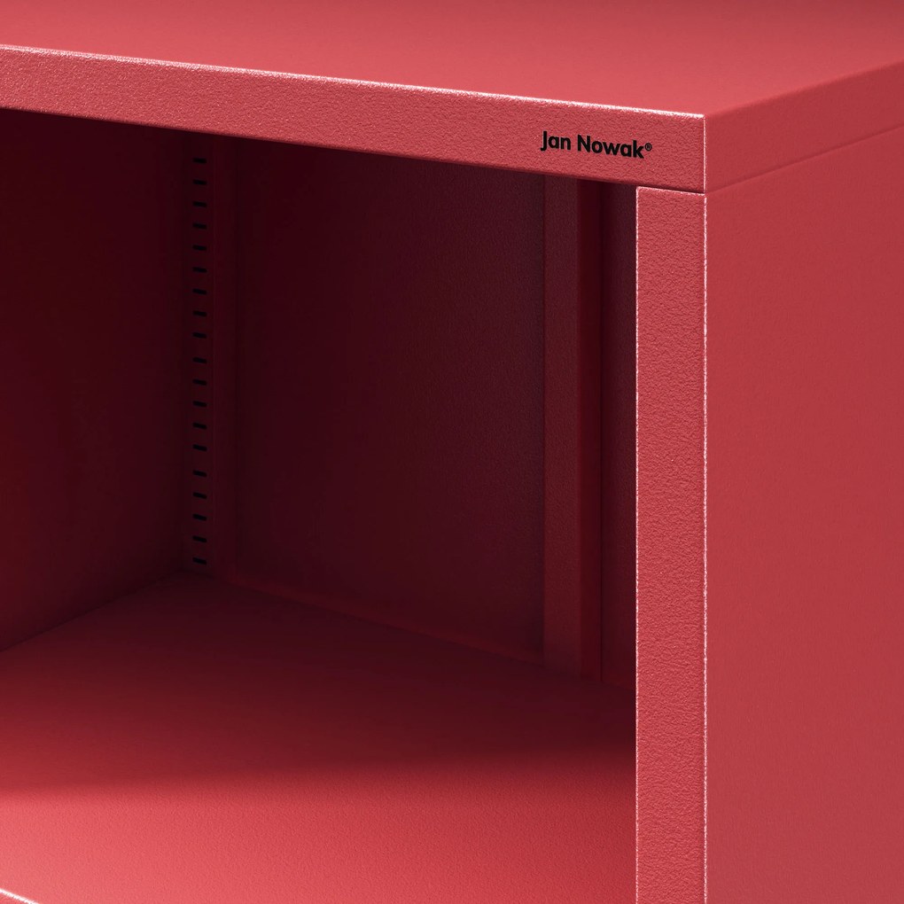 Regál plytký otevřený na knihy na nožičkách červený, 500x1800x350 mm: MARIO Modern