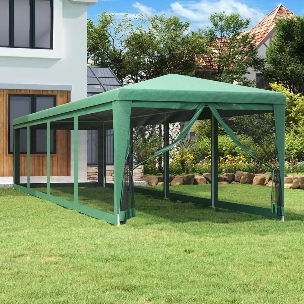 Party stan s 10 síťovanými bočnicemi zelený 3 x 12 m HDPE