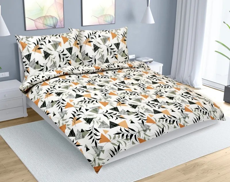 Bellatex Krepové povlečení na dvoudeku Béžová,Oranžová 240x220 cm, 2ks 70x90 cm