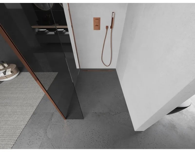 Mexen Kioto, sprchový kout typ Walk-in 90 x 30 cm, 8mm čiré sklo, profil růžové zlato, 800-090-212-60-00-030