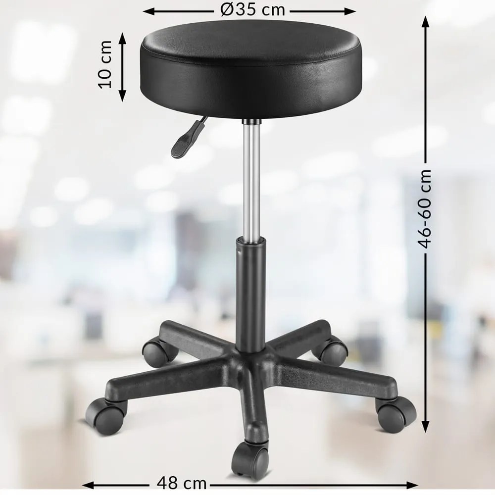 Taburetka na kolečkách BONY, Ø35cm, černá Jurhan