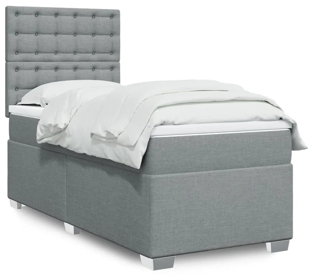 Box spring postel s matrací světle šedá 80 x 200 cm textil 3290329