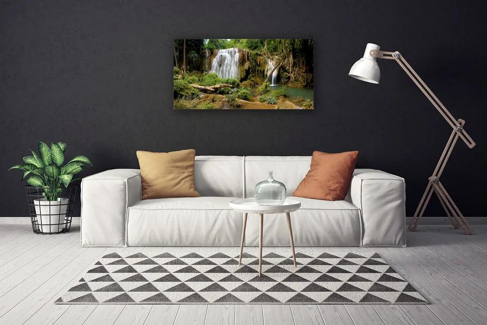 Obraz na plátně Vodopád Řeka Les Příroda 125x50 cm