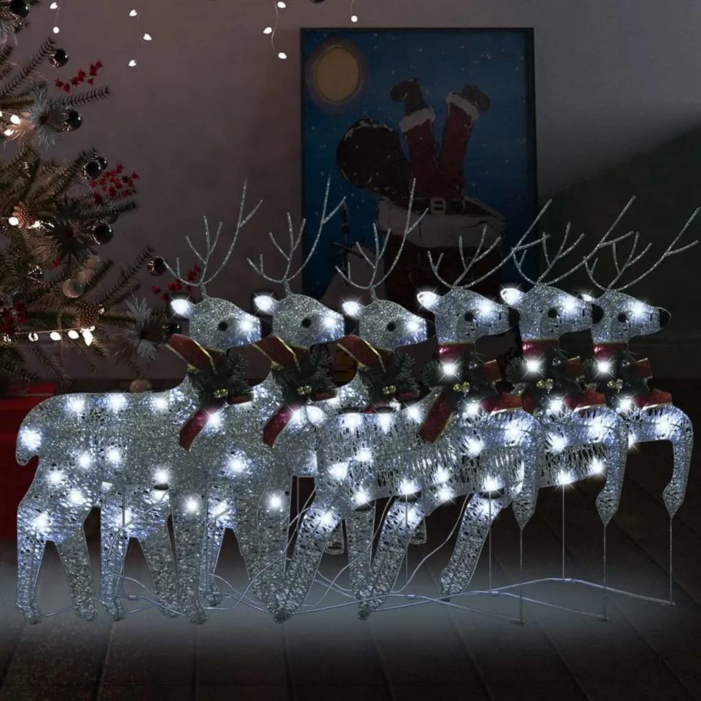 vidaXL Vánoční sobi 6 ks bílí 120 LED diod [3154268] Barva: Bílá