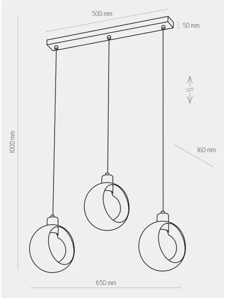Lustr na lanku CYKLOP 3xE27/60W/230V bílá