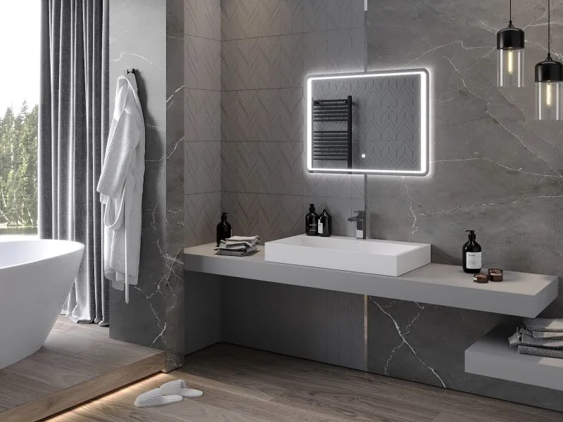 Mexen Zusa, LED koupelnové zrcadlo s podsvícením 80x60 cm, 6000K, ochrana proti zamlžování, 9808-080-060-611-00
