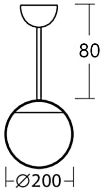 Osmont Adria P1-B, závěsné svítidlo, 1x75W, opálové sklo, bílá montura a tyč délky 80cm, prům.20cm