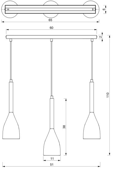 Lustr na lanku MUZA NEW 3xE27/60W/230V bílá