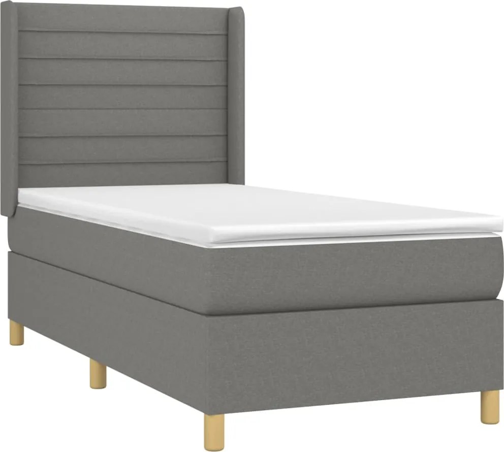 Box spring postel s matrací a LED tmavě šedá 100x200 cm textil 3138934