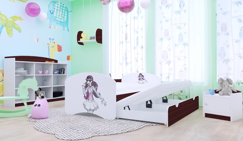 Svět pokojů Dětská postel Kevin pro dvě děti - monster toralei + matrace zdarma Barva: Růžová, Rozměr: 160x80 cm, Zábrana: ANO (+450 Kč)