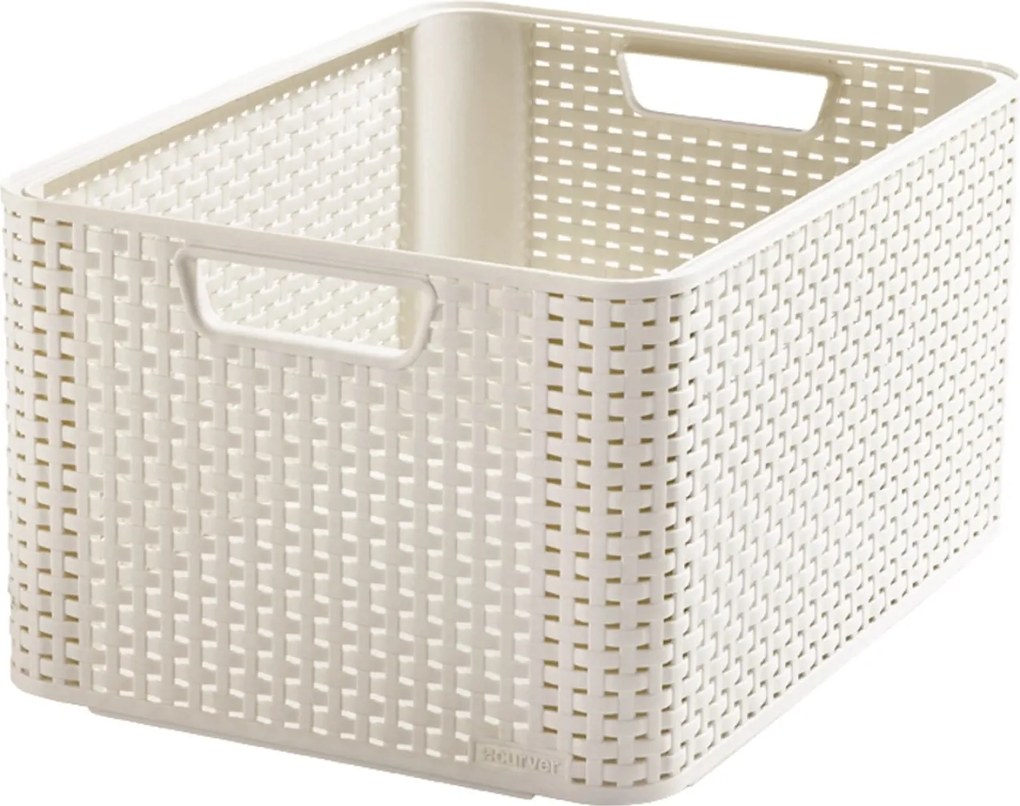 Box úložný Rattan Style2 M, krémový, 38,6 x 17,2 x 28,7 cm