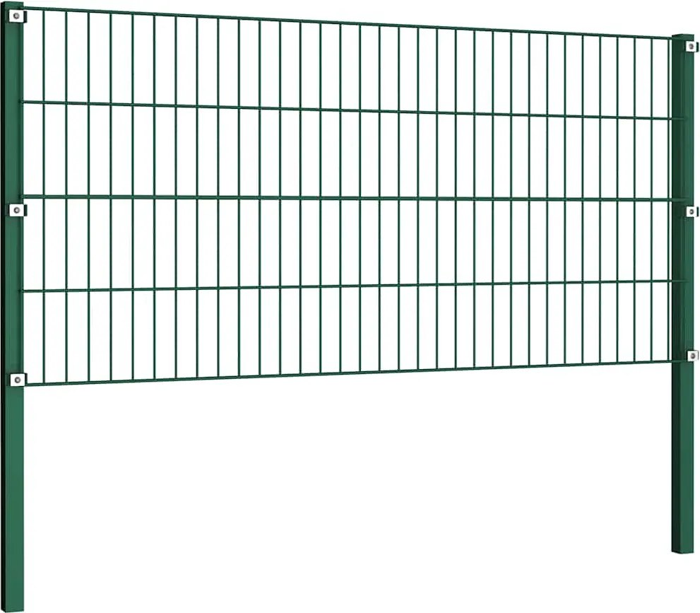 Plotový panel se sloupky železný 176,5 x 80 cm zelený 144933