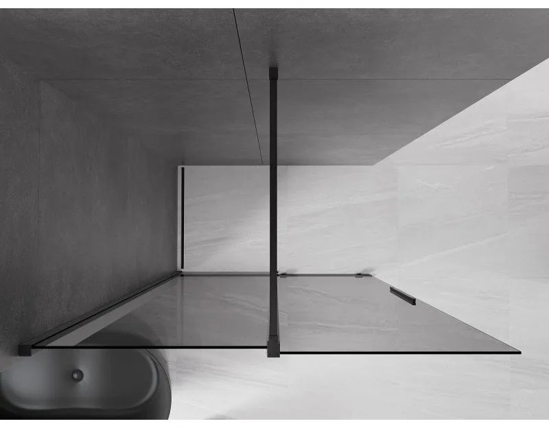 Mexen Velar, sprchová zástěna s posuvnými dveřmi Walk-in 130 x 200 cm, 8mm šedé sklo, černá matná, 871-130-000-43-70