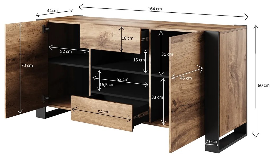 Komoda WOOD dub wotan / antracit