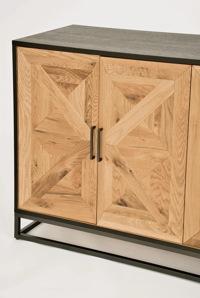 Komoda Indus 160 cm z masivu dub přírodní/grafit