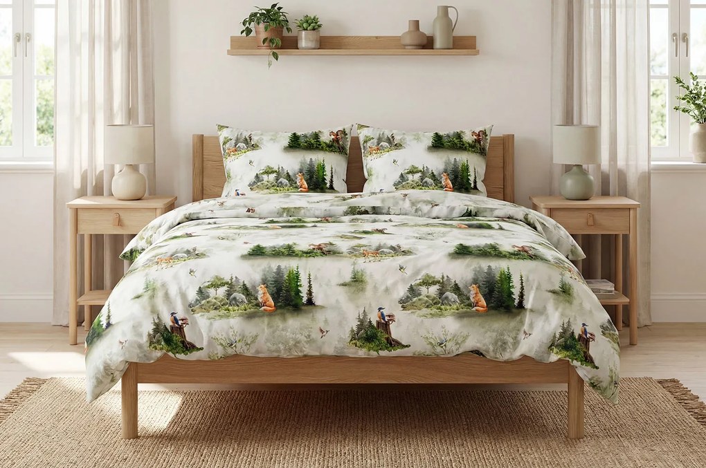 Bavlněné prodloužené povlečení Zvířátka Velikost: 140 x 220 + 70 x 90