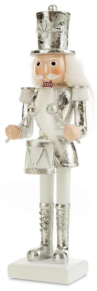 VÁNOČNÍ DEKORAČNÍ FIGURKA NUTCRACKER 20CM STŘÍBRNÁ