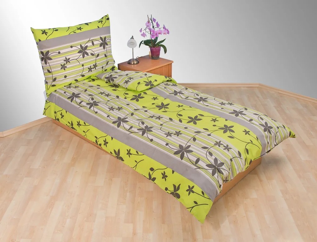 Přehoz přes postel jednolůžkový Listy zelenošedé