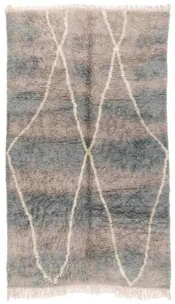 Ručně tkaný vlněný koberec BERBER BJ1115 Boujaad berber kosočtverce, modrý / šedý