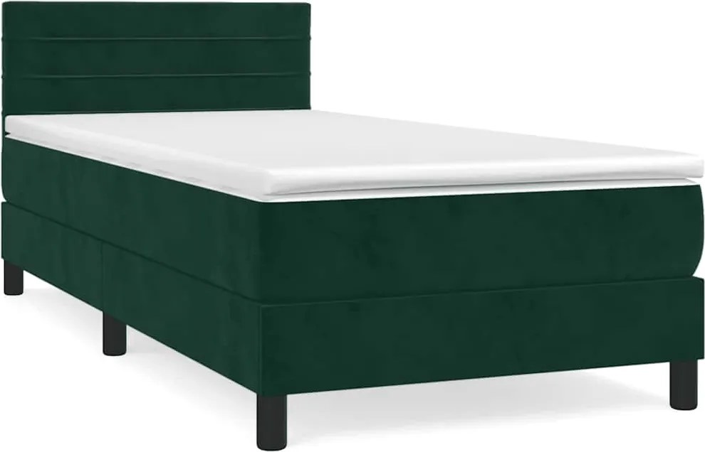 Box spring postel s matrací tmavě zelená 90x190 cm samet 3141338