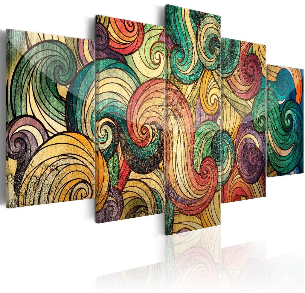 Abstraktní obraz - barevné vlny (200x100 cm) - Murando DeLuxe