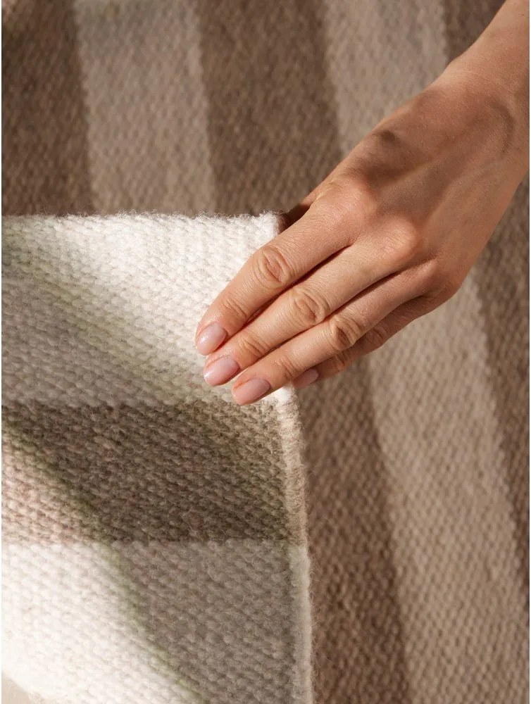 Bílý/světle hnědý oboustranný/ručně tkaný vlněný koberec 160x230 cm Vika – Hanse Home
