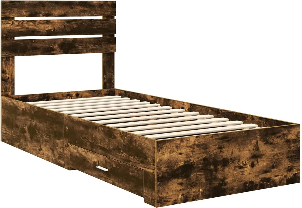 Rám postele s čelo Kouřový dub 100 x 200 cm Kompozitní dřevo 3411679