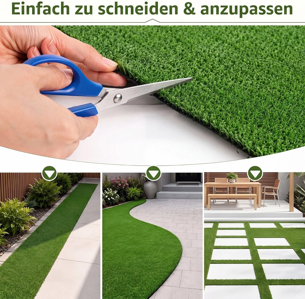 Costway 7 mm umělý trávník venkovní green s drenážním systémem v přírodním
