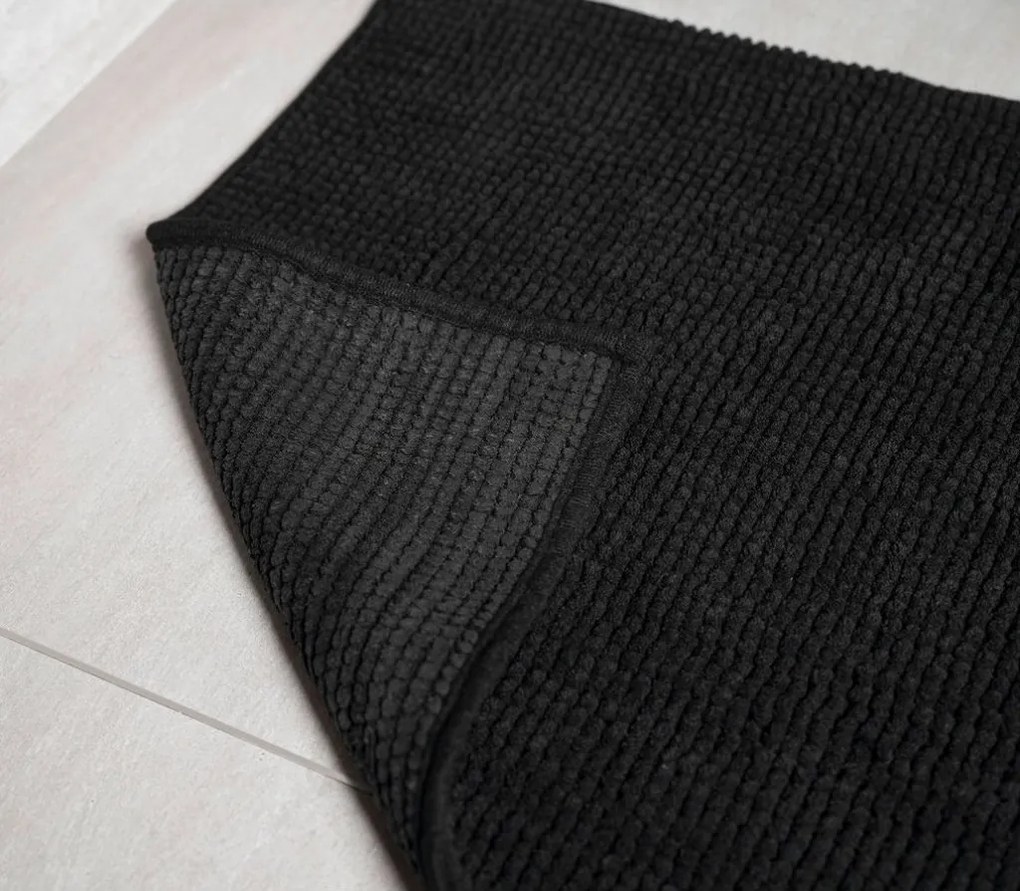 BISK Erga Basic, koupelnová předložka 80x50 cm, model 6 Chenille Rolled, černá, ERG-08686