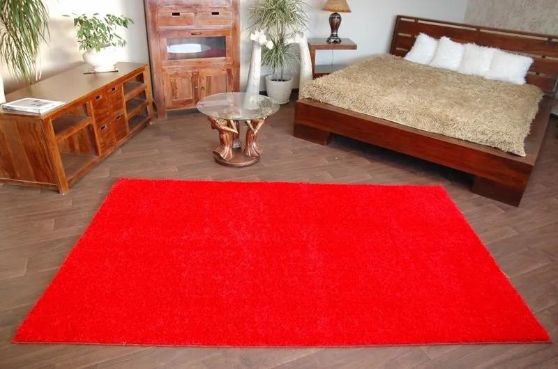 Kusový koberec SHAGGY Izebelie 5cm červený