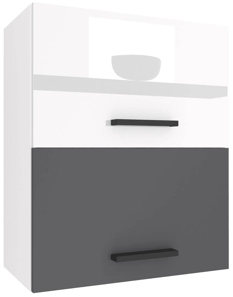 Kuchyňská skříňka Belini horní 60 cm bílý lesk / šedý mat  INF SGP2-60/1/WT/WSR/0/B1