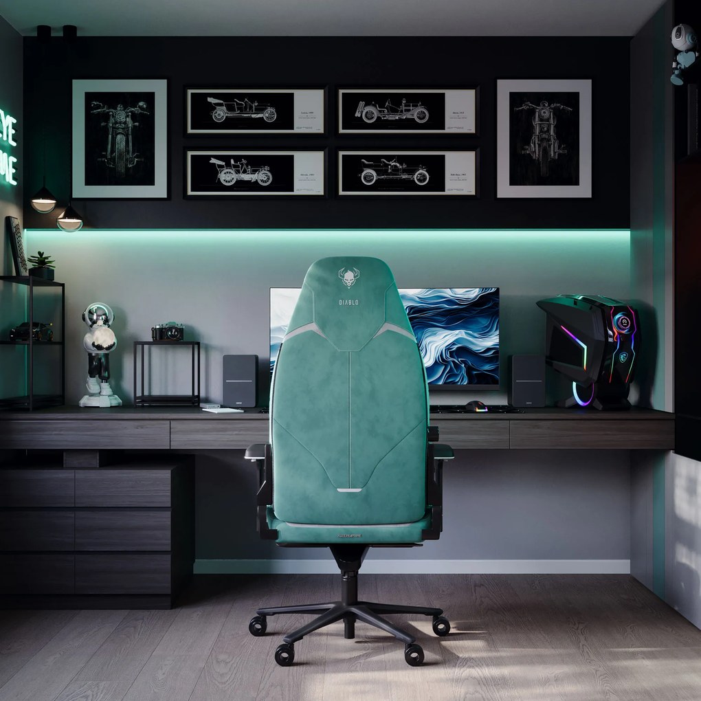 Herní křeslo Normal Size, mátový-černý: Diablo X-Eye Prime Mystic Mint