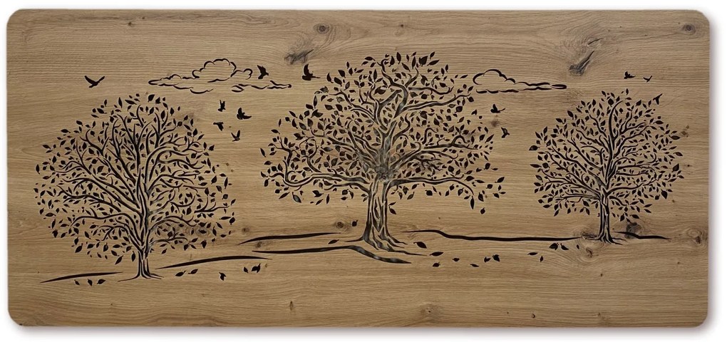 Li-Go "Tři lípy" světelný obraz s baterií 110x50cm varianta: ovládání na obraze bez dálkového ovladače, provedení: dub