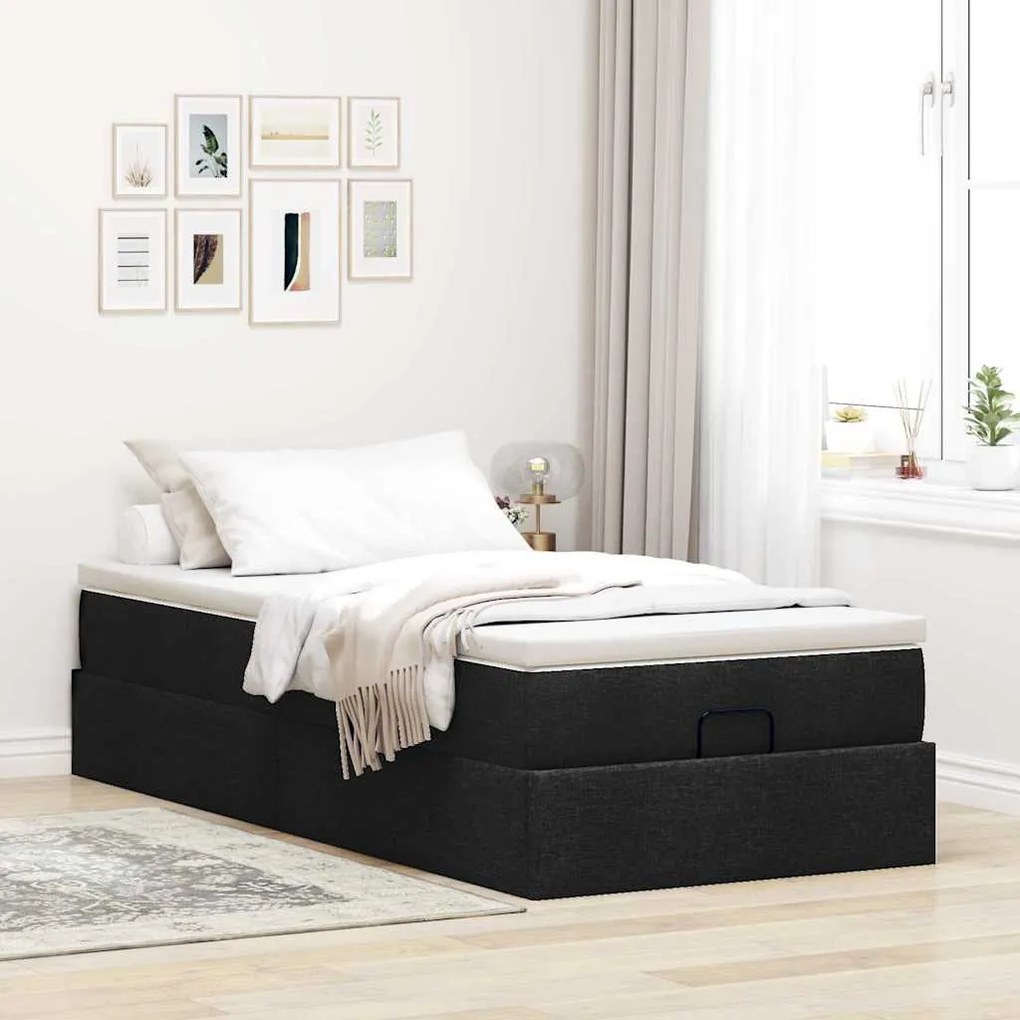 Osmanský rám postele s matrací černá 80x200cm textil 3311066
