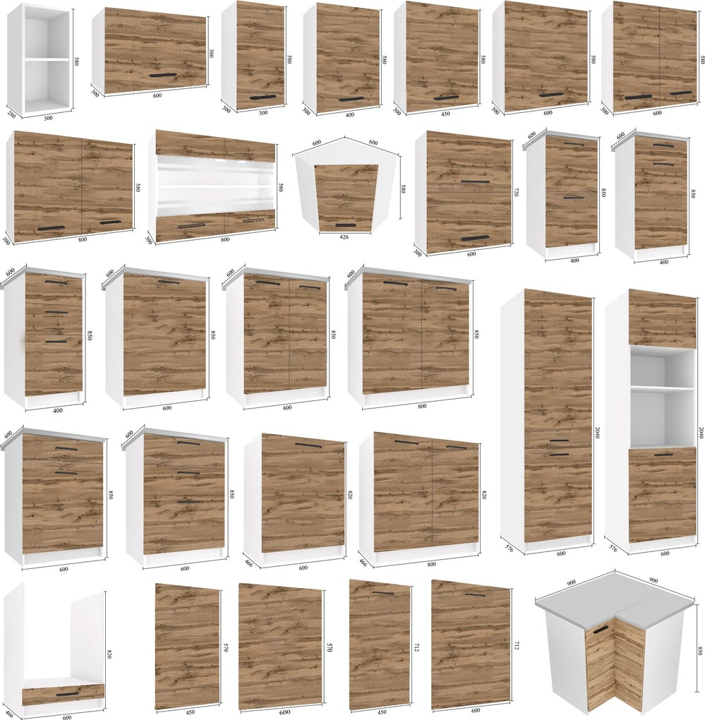 Panel na myčku Belini odkrytý 60 cm dub wotan  TOR PO60/1/WT/DW/0/0