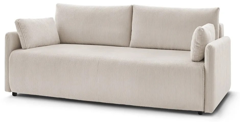 Béžová manšestrová rozkládací/s úložným prostorem pohovka 211 cm Marcel - II. jakost – Bobochic Paris