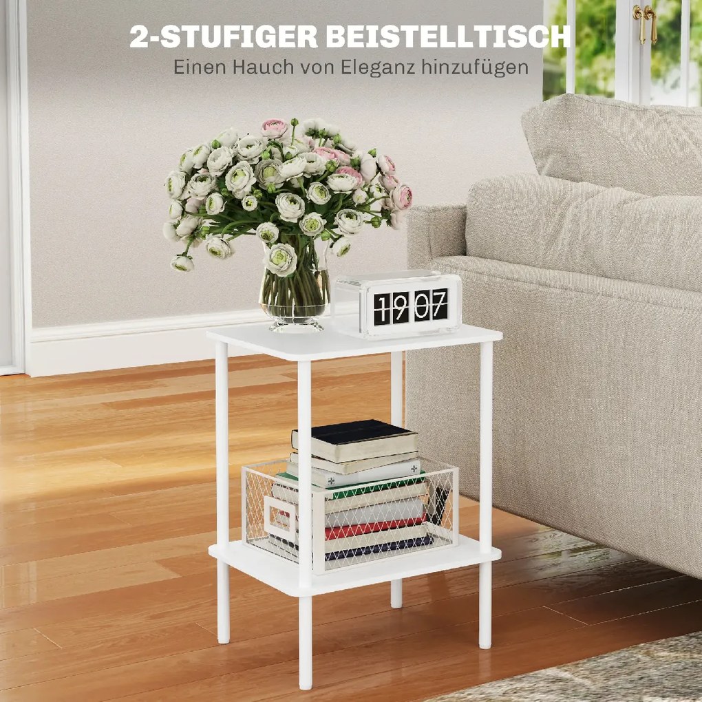 Odkládací stolek dvoupatrový, bílý 83B-160V00WT