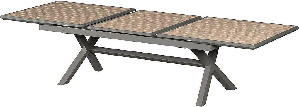 DEOKORK Hliníkový stůl BERGAMO 250/330 cm (šedo-hnědý/medová)