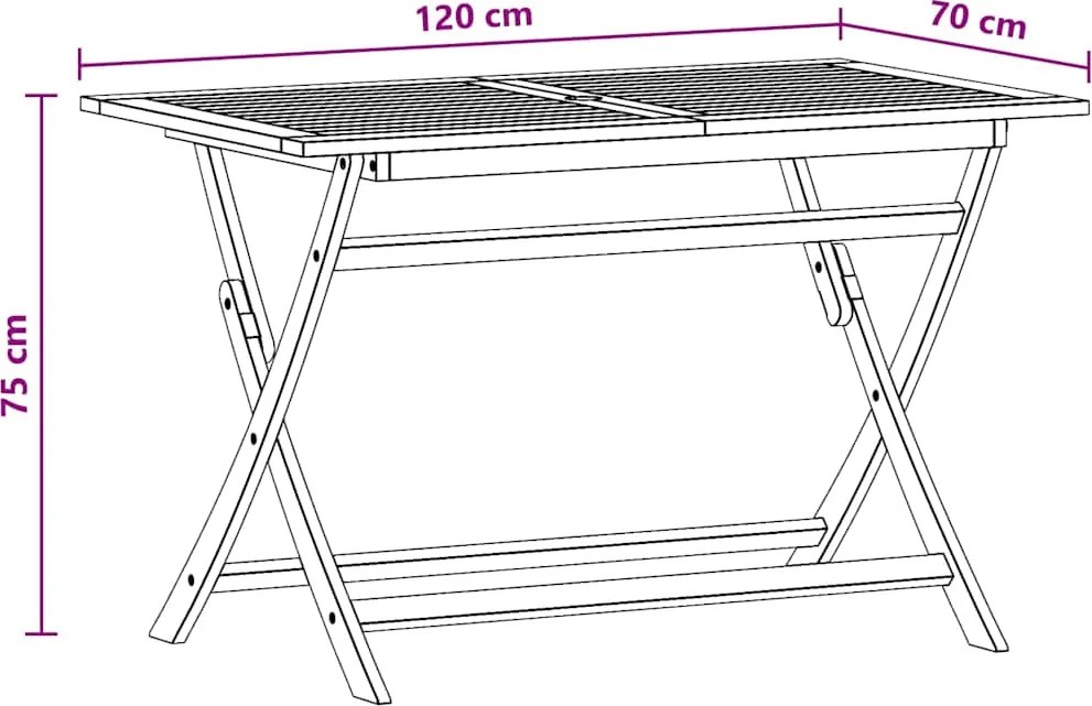 Skládací zahradní stůl 120x70x75 cm masivní eukalyptové dřevo 316621