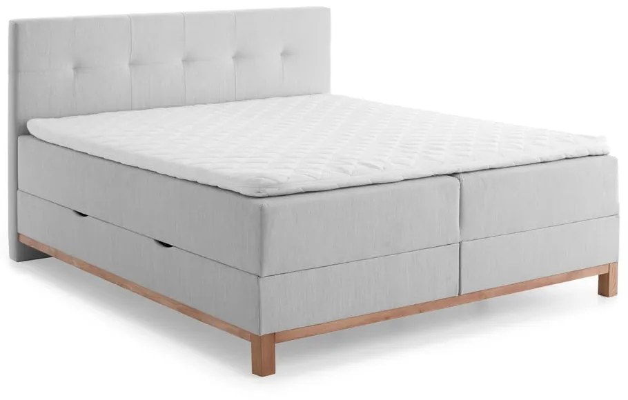 Světle šedá boxspring postel s úložným prostorem 160x200 cm Catania - Meise Möbel