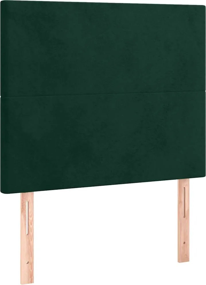 Box spring postel s matrací a LED tmavě zelená 90x200 cm samet 3135984